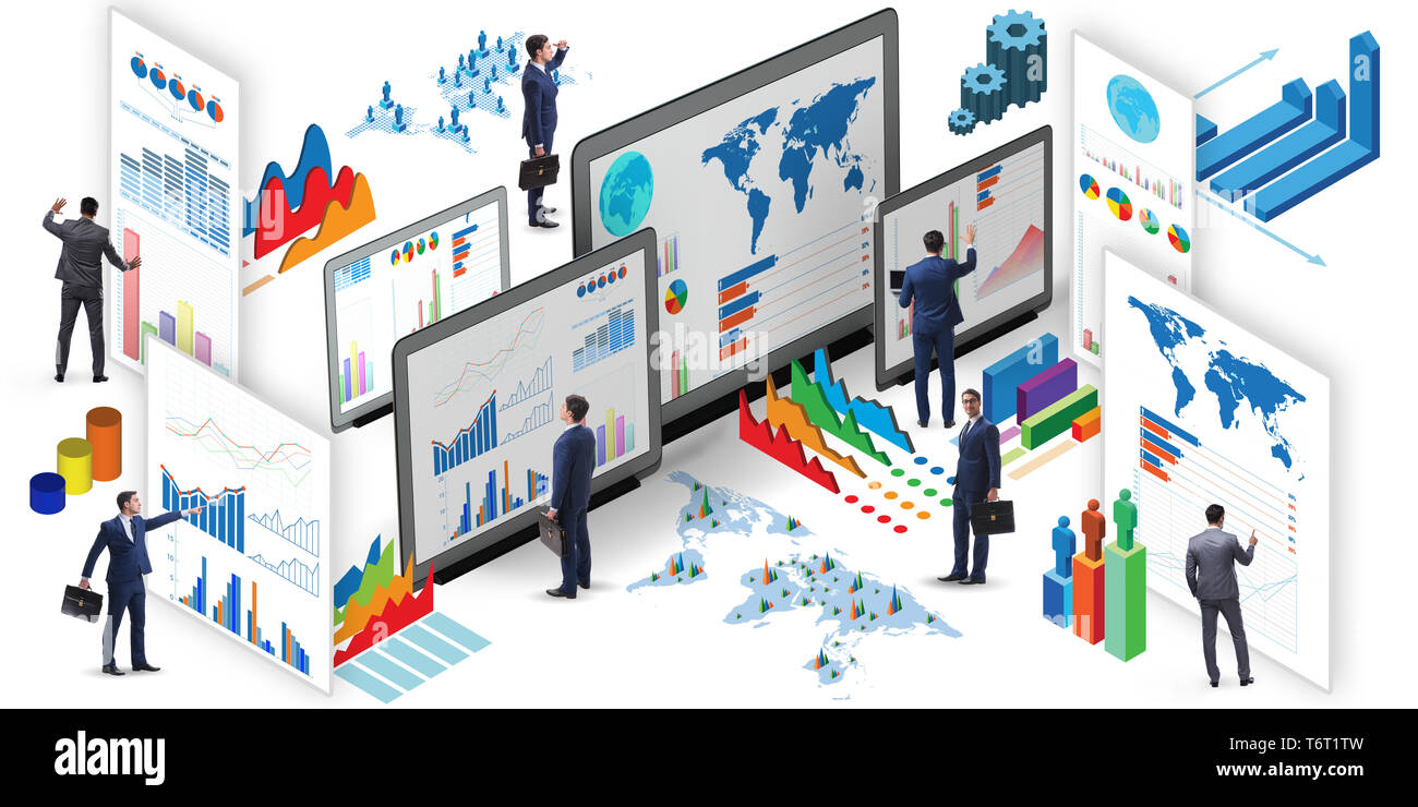 Businessman in business visualization and infographics concept Stock ...