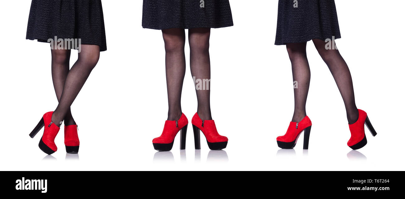 Woman legs with red shoes isolated on the white Stock Photo - Alamy