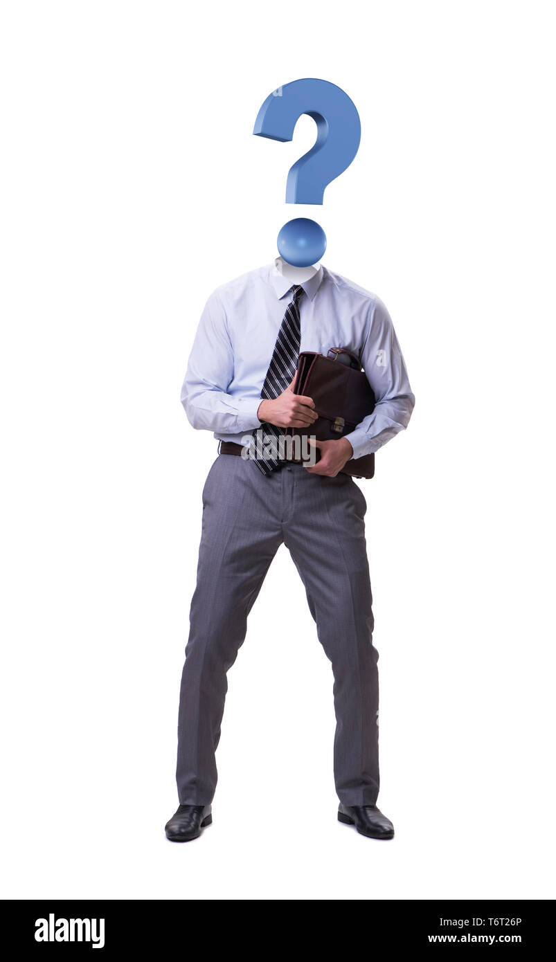 Businessman with question mark instead of his head Stock Photo - Alamy