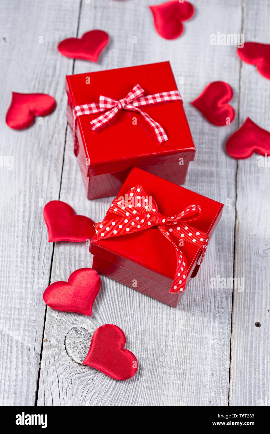 Red gift boxes Stock Photo - Alamy