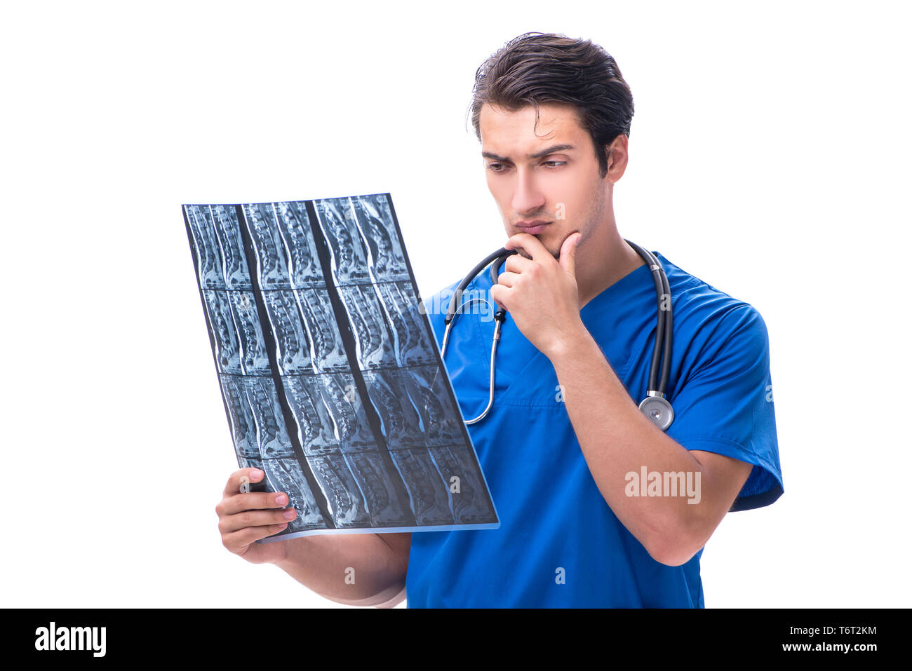 Radiologist doctor with x-ray image isolated on white Stock Photo - Alamy