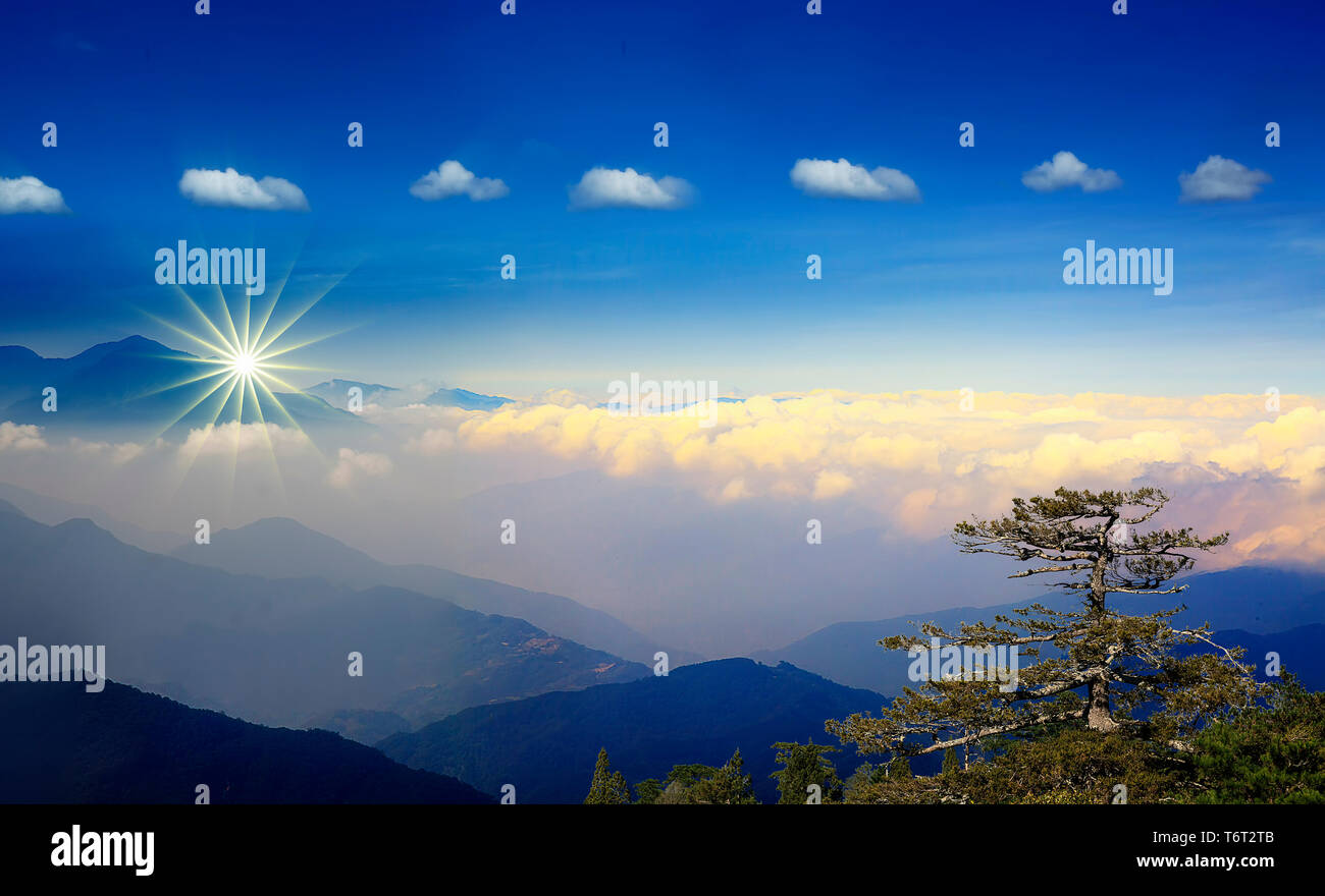The very hign Mountain landscape place with nice sunrise view Stock ...