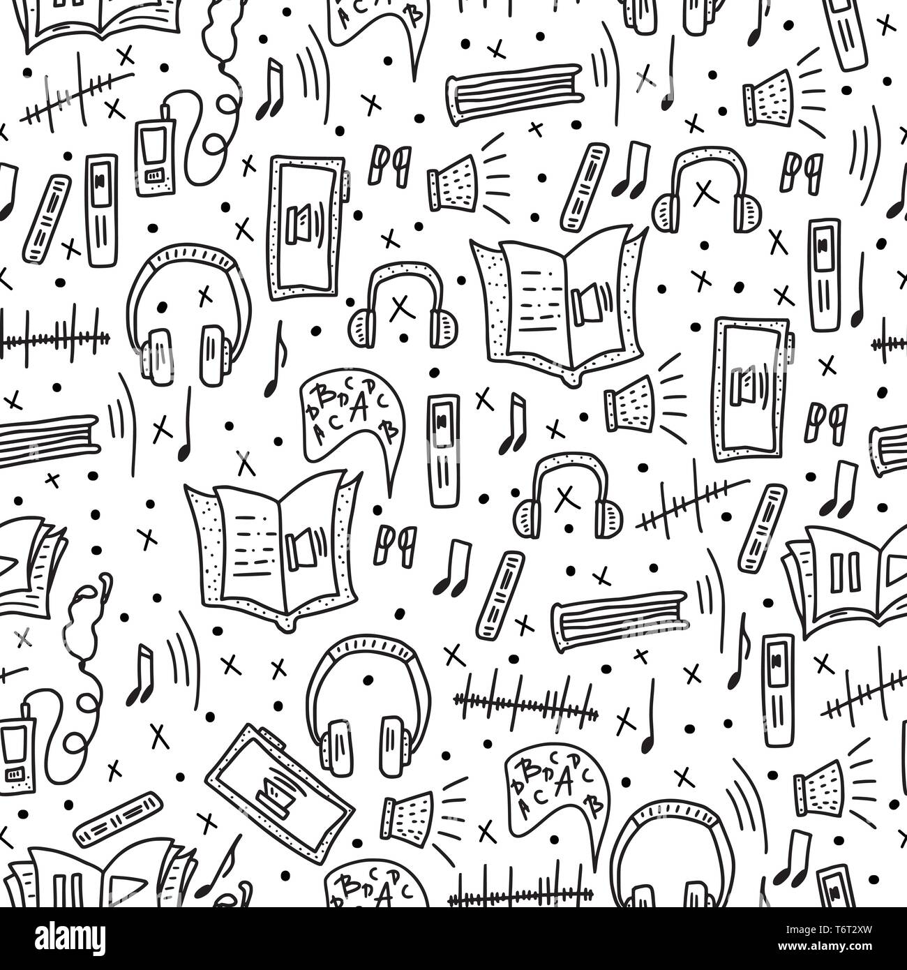 Audiobooks seamless pettern. Endless background of audio book symbols ...