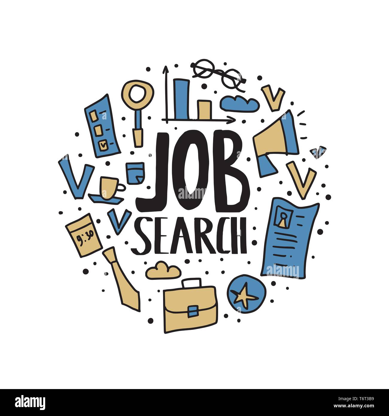 Job search round concept. Vector circle color illustration Stock Vector ...