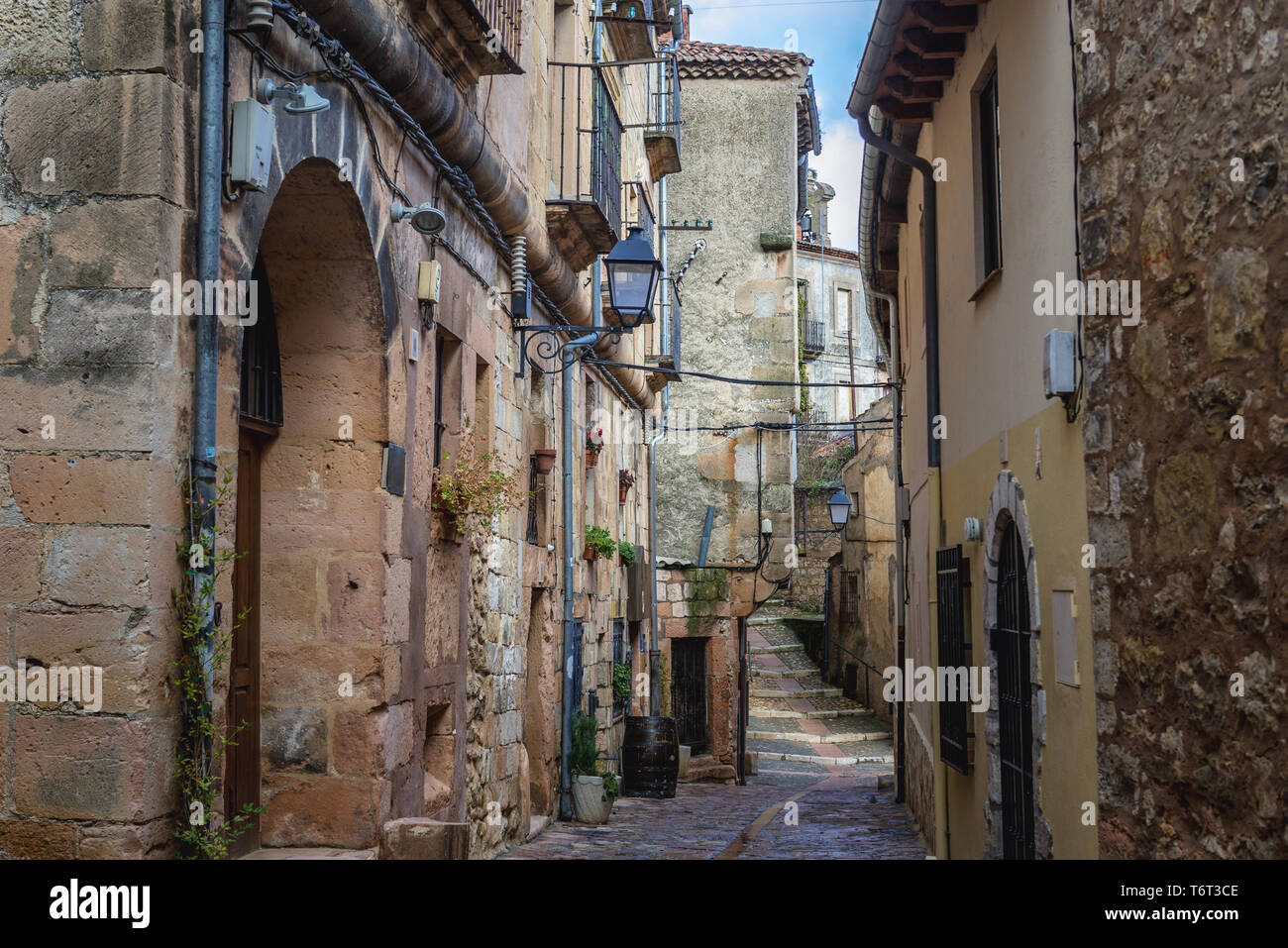Street in Sepulveda town in Province of Segovia, Castile and Leon ...