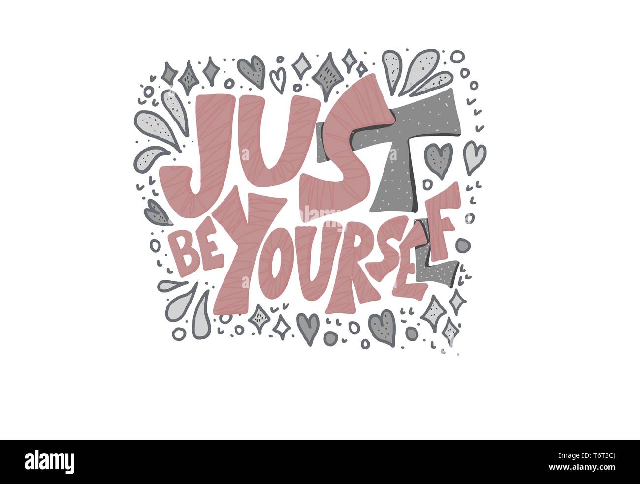 Just be yourself quote with speech bubble. Handwritten lettering with ...