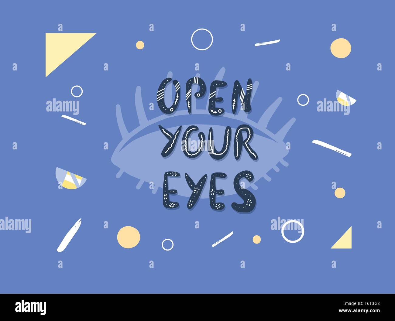 Open your eyes handwritten lettering with decoration. Poster vector ...