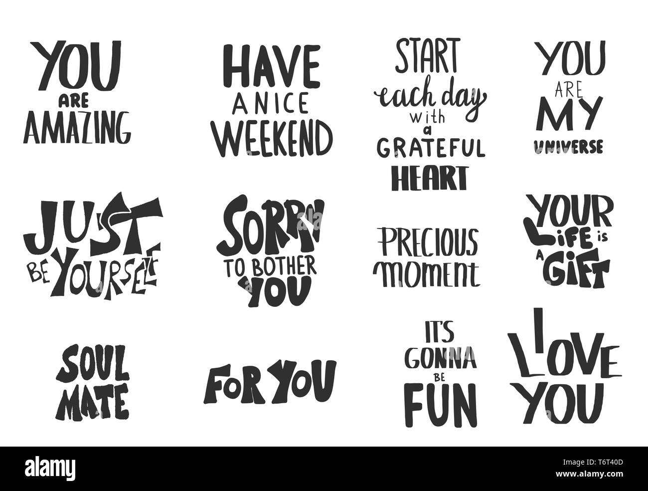 Set Of Quotes Isolated Motivational Handwritten Lettering Collection