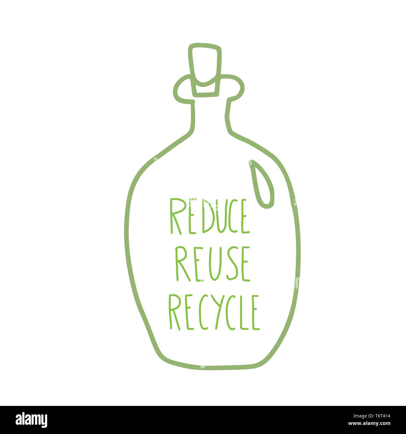 Reduce Reuse Recycle. Quote with decor. Emblem with handwritten lettering. Vector conceptual ...