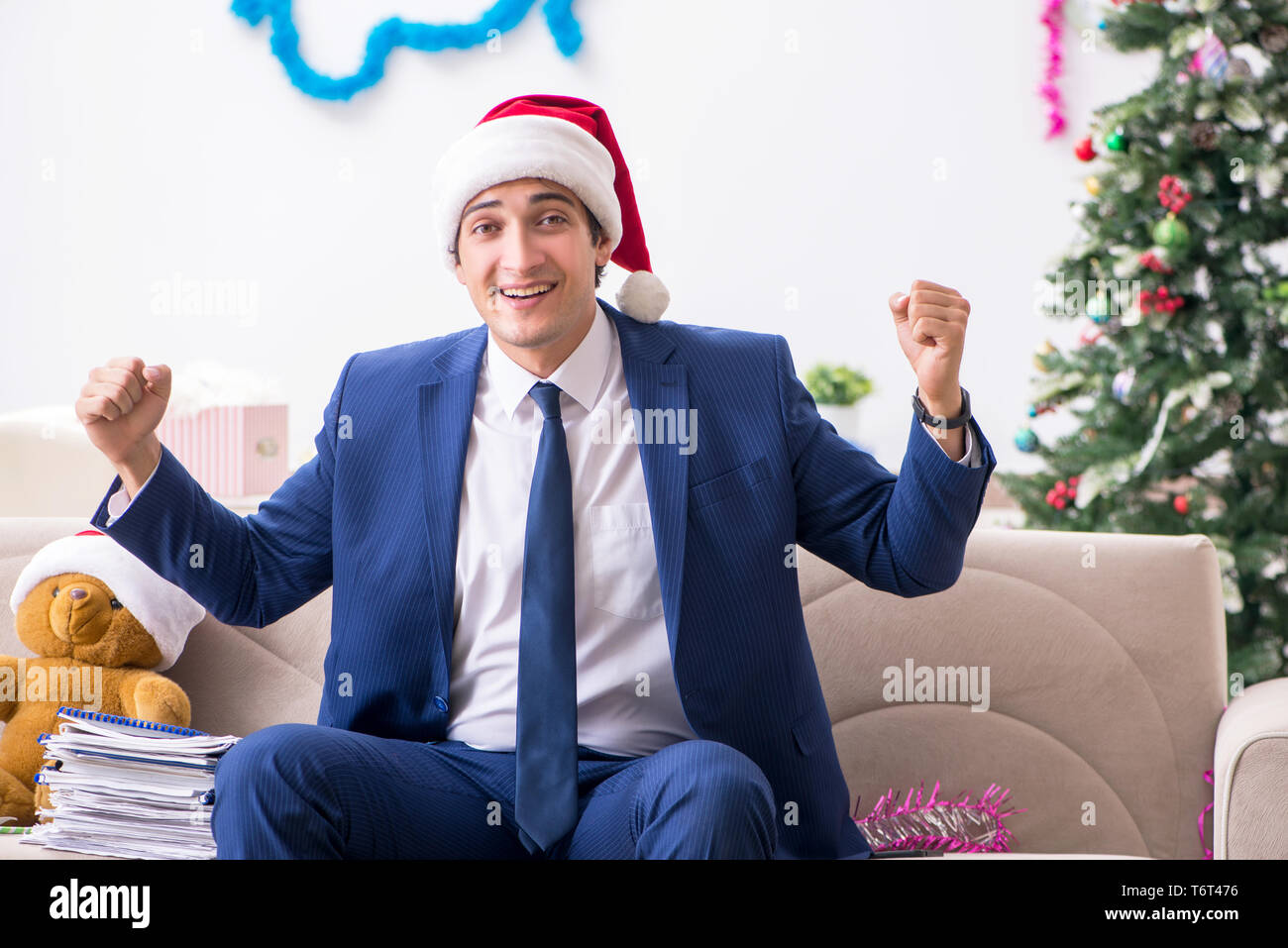 Busy employee working from home Stock Photo - Alamy