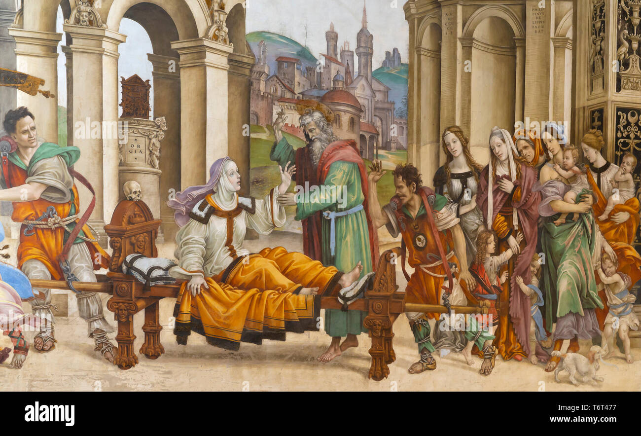 St John the Evangelist Resuscitating Drusiana, Filippino Lippi, 1502 ...