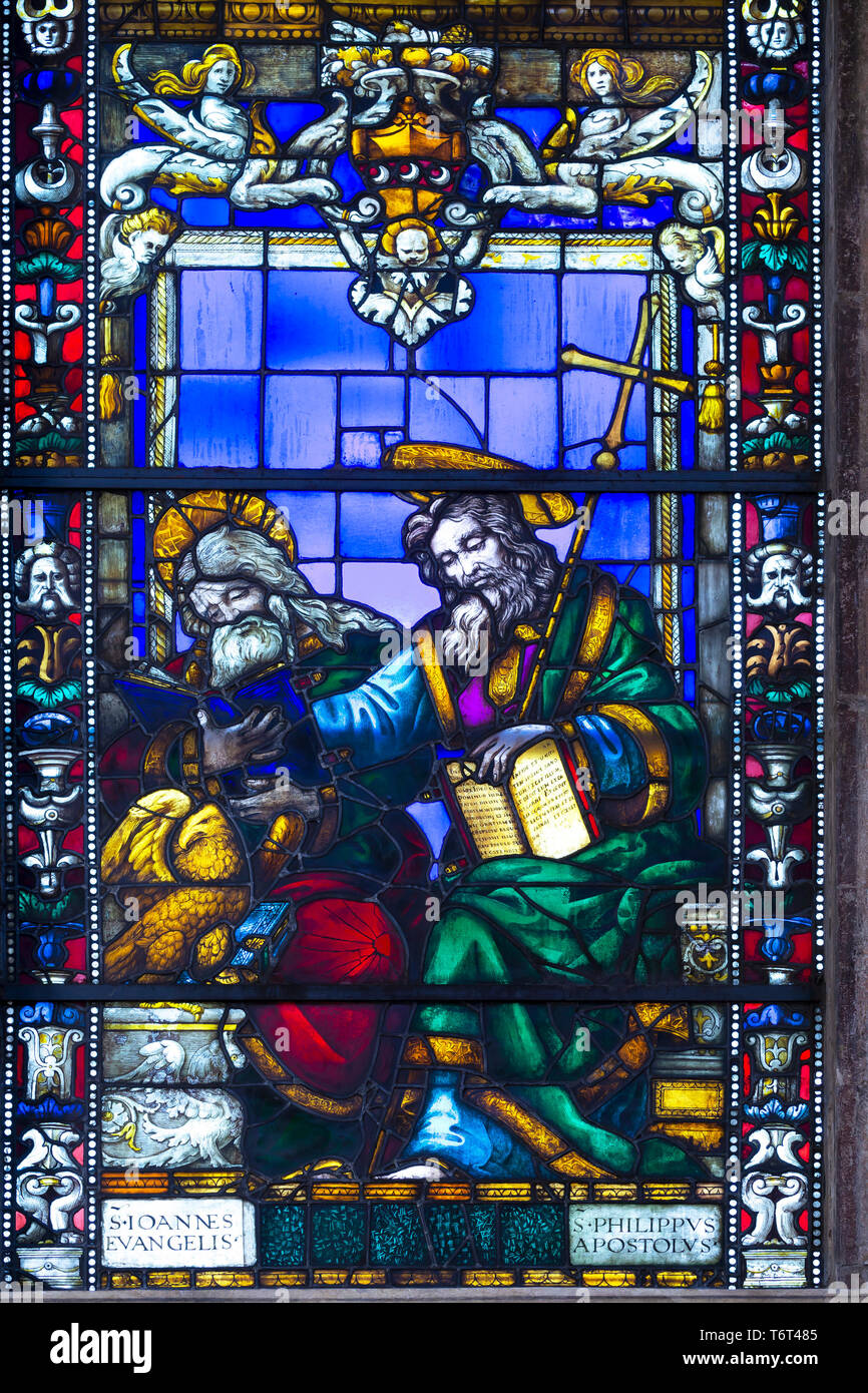 Stained glass, front wall, Filippo Strozzi chapel, Basilica di Santa ...