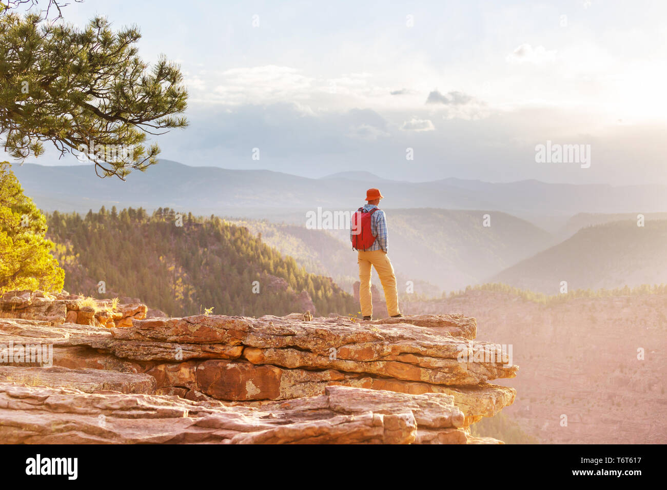 Man on the cliff Stock Photo - Alamy