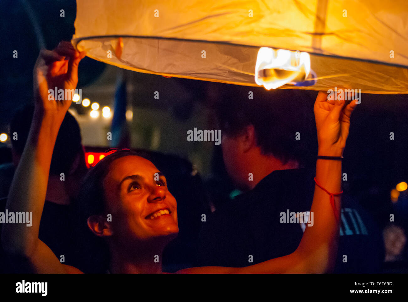 Lantern release festival in full hi-res stock photography and images ...