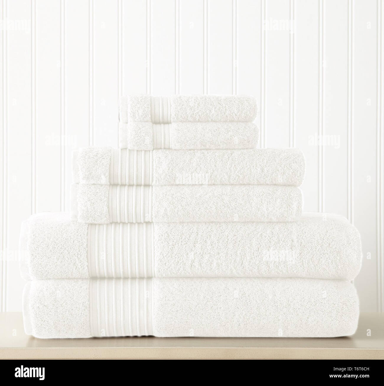Beautiful, fluffy dobby border cotton towel set Stock Photo - Alamy