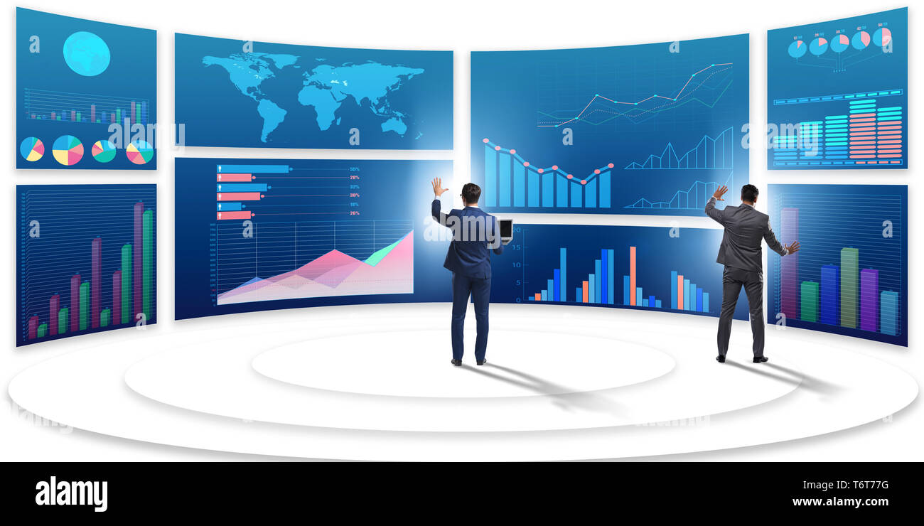 Businessman in business visualization and infographics concept Stock ...