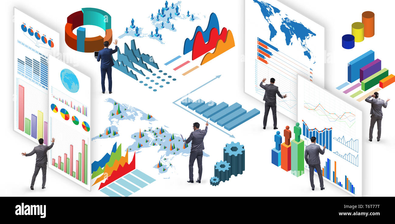 Businessman in business visualization and infographics concept Stock ...