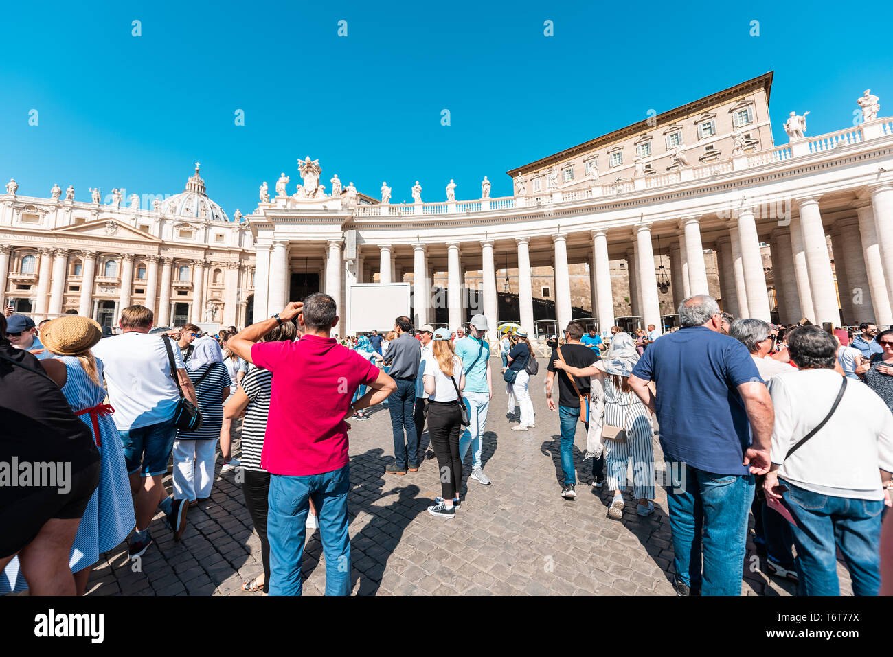 Vatican City, Italy - September 5, 2018: Many crowd of people in line ...