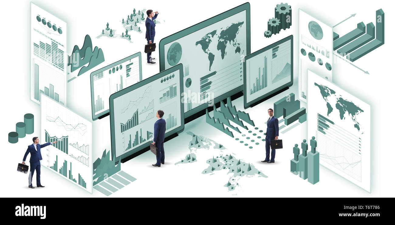 Businessman in business visualization and infographics concept Stock ...