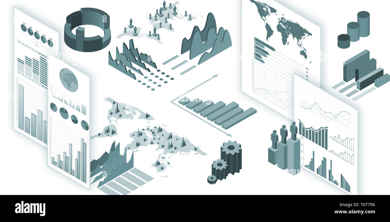 Business charts and infographics - 3d rendering Stock Photo - Alamy
