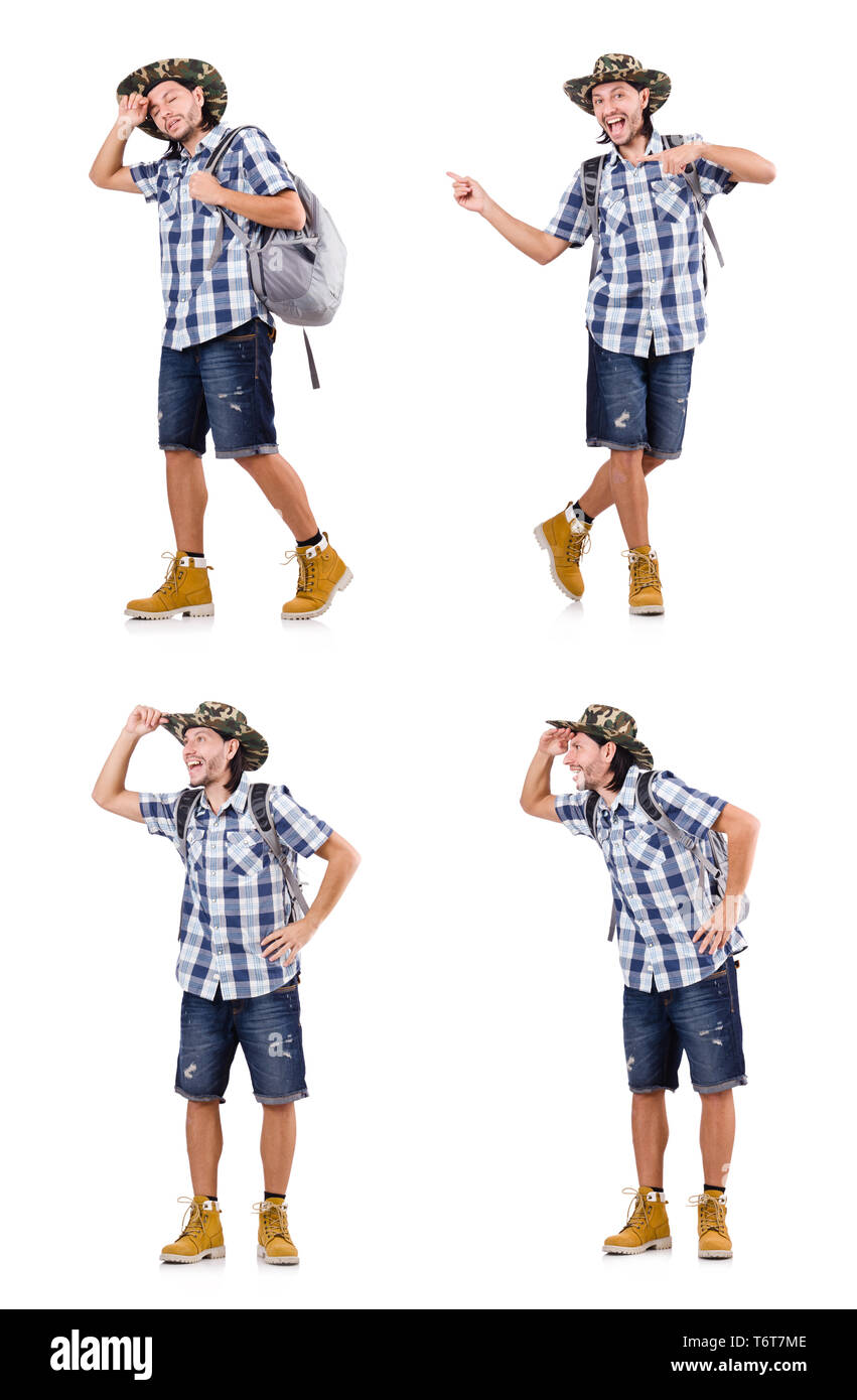 Young man hiker traveler standing Cut Out Stock Images & Pictures - Alamy