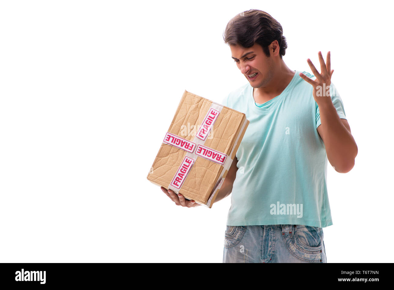 Disappointed handsome man holding Cut Out Stock Images & Pictures - Alamy