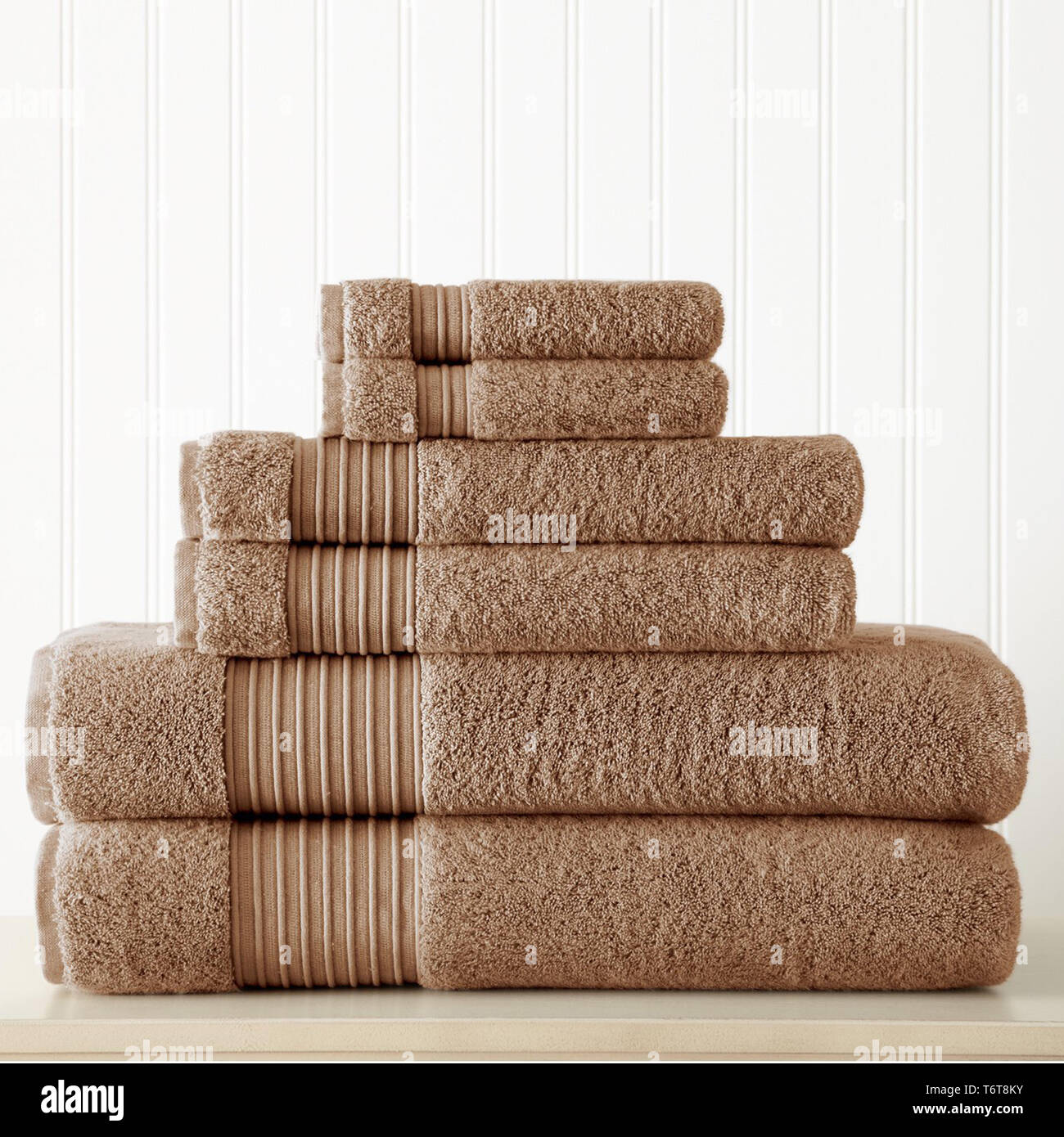 Beautiful, fluffy dobby border cotton towel set Stock Photo - Alamy