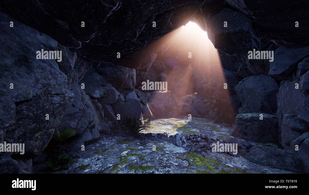 4k sun light inside beautiful mysterious cave Stock Photo - Alamy