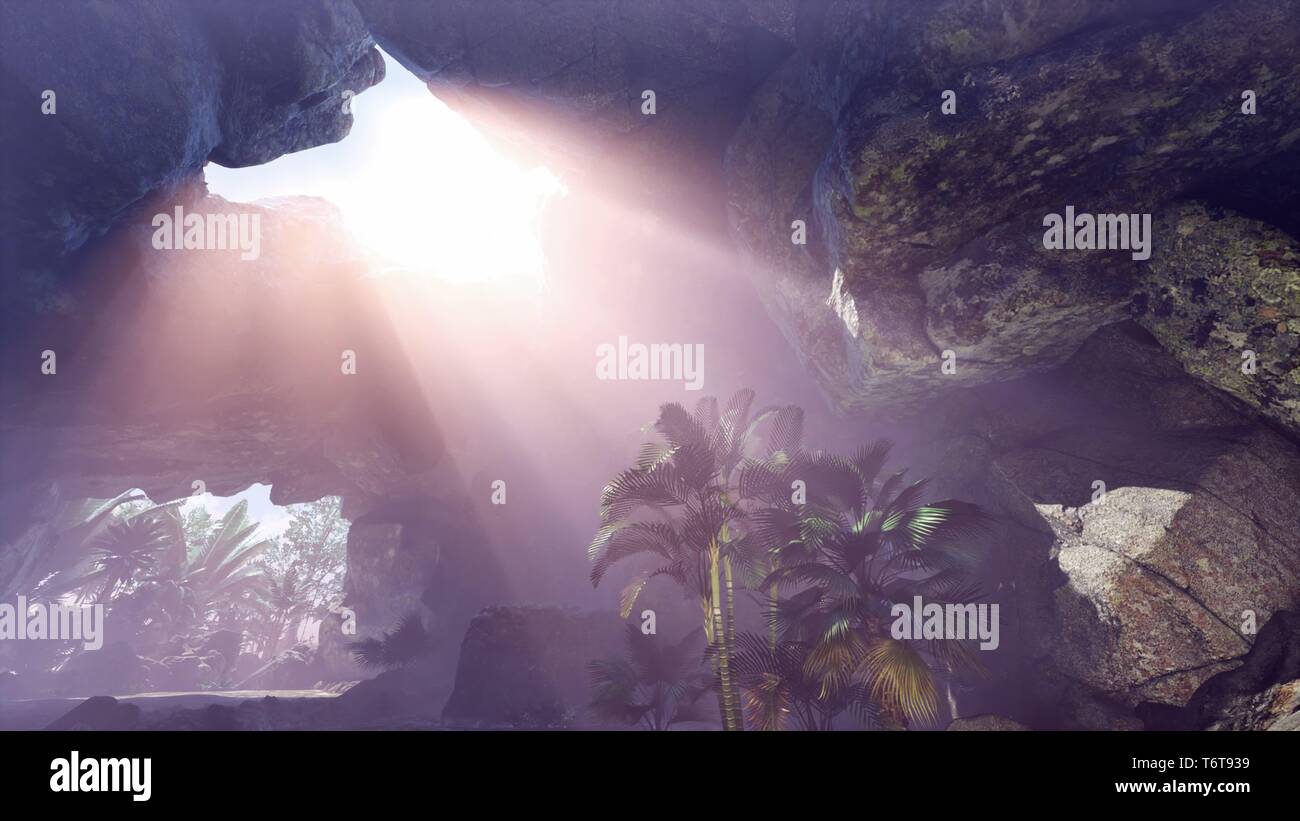 Sun Light inside Mysterious Cave Stock Photo - Alamy