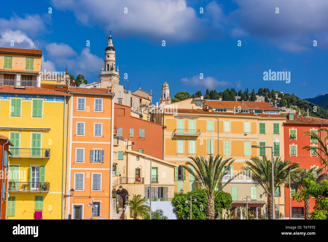 Old town architecture of Menton on French Riviera Stock Photo - Alamy