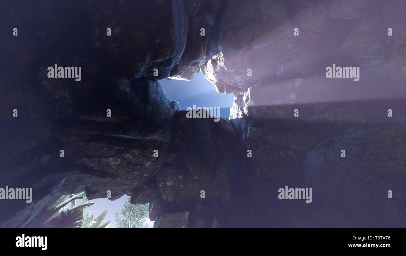 Sun Light inside Mysterious Cave Stock Photo - Alamy
