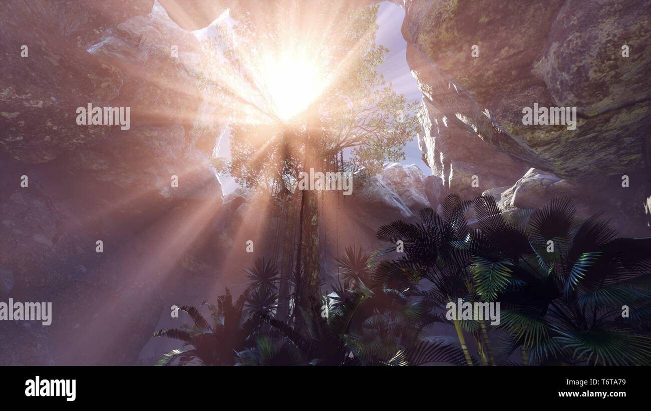 Sun Light inside Mysterious Cave Stock Photo - Alamy
