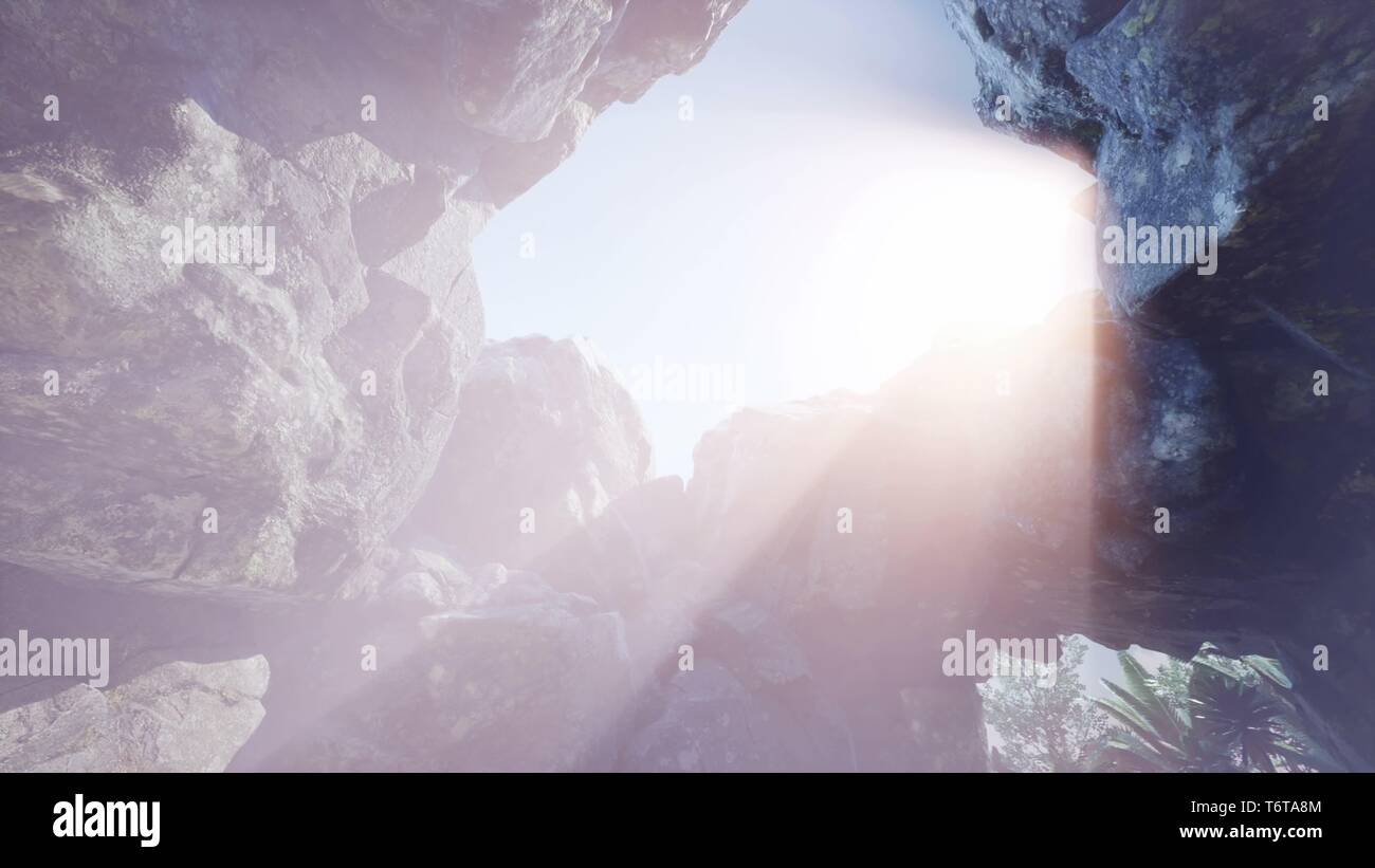 Sun Light inside Mysterious Cave Stock Photo - Alamy