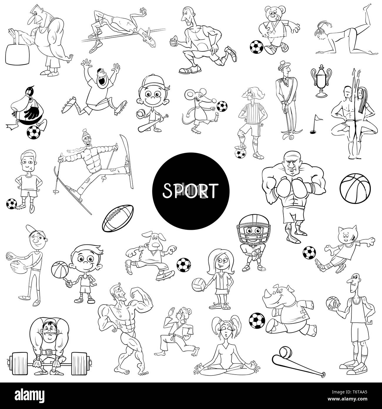 Sports Cartoon Black And White