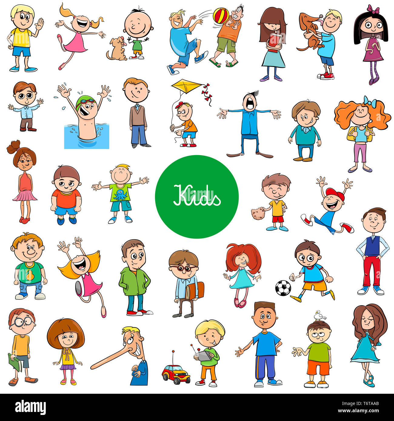 cartoon kids characters large set Stock Photo - Alamy