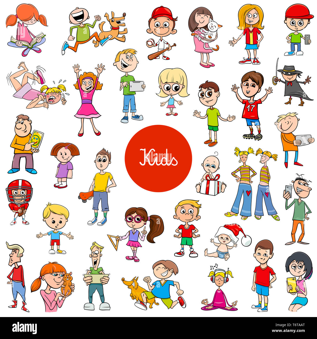 cartoon children characters large collection Stock Photo - Alamy