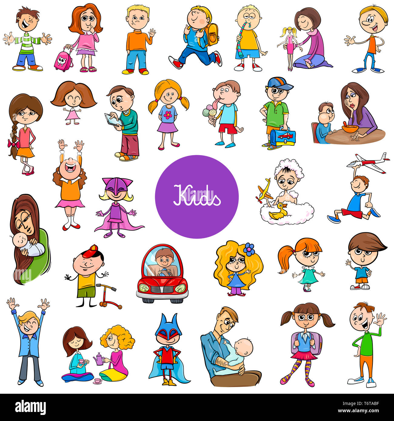 cartoon children characters big set Stock Photo - Alamy
