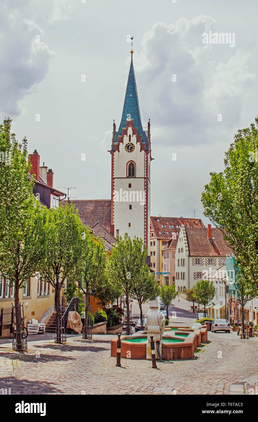 Old town Engen with city church Mariä Himmelfahrt Stock Photo - Alamy