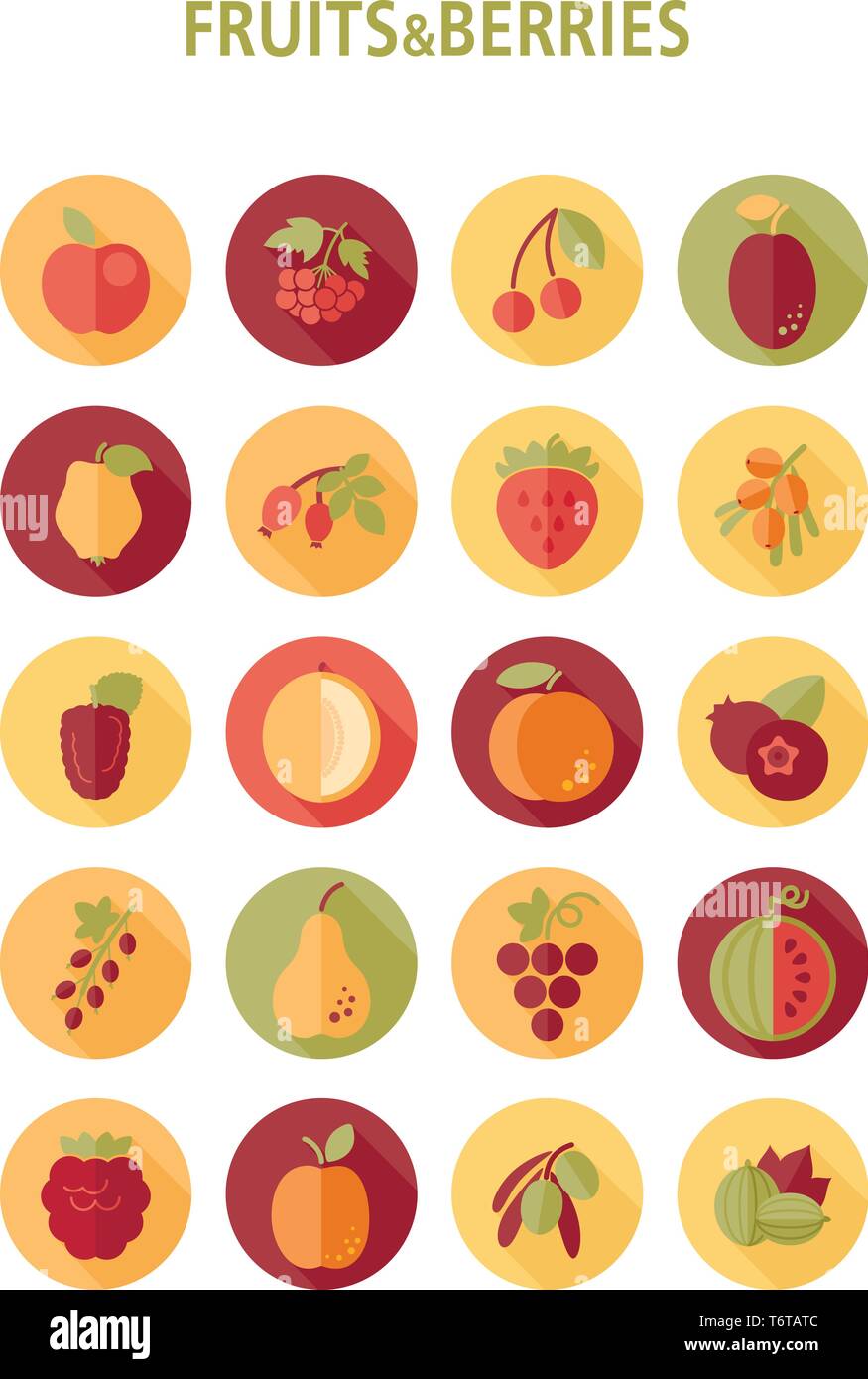 Set of Fruits and Berries icons set. Vector illustration for food apps ...