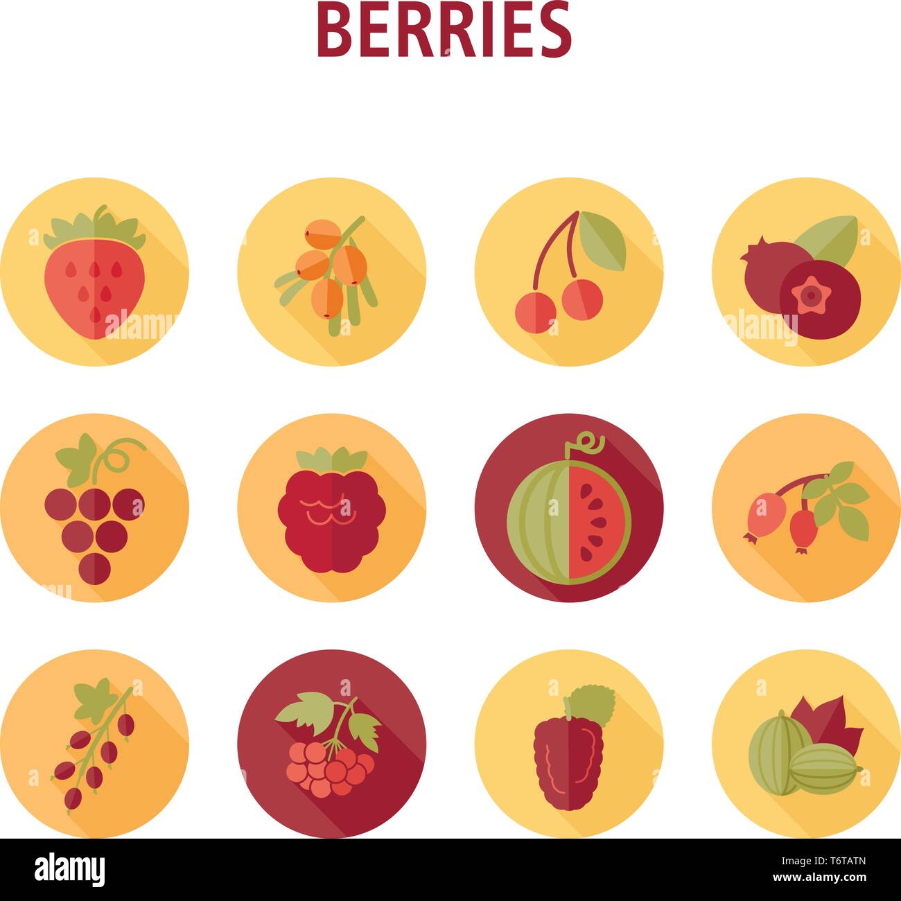 Fresh Berries icons set. Vector illustration for food apps and websites ...