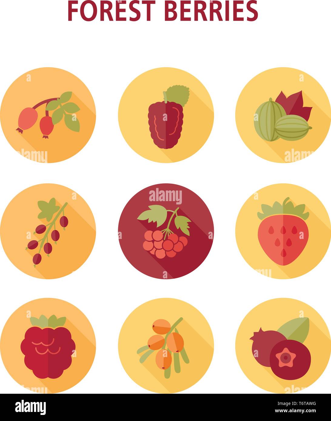 Forest berries icons set. Vector illustration for food apps and ...