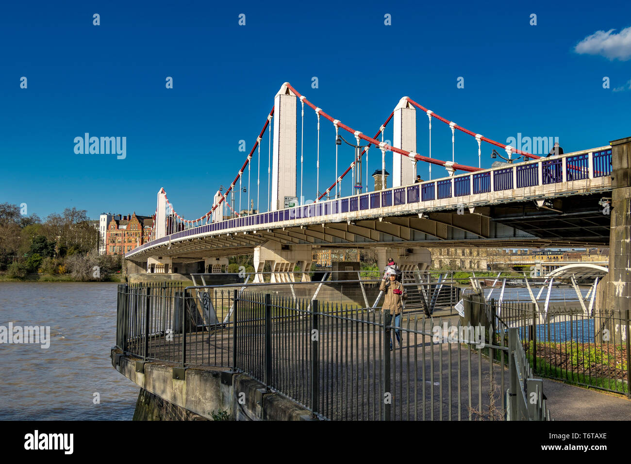 Chelsea Bridge on the River Thames in South West London, connects ...