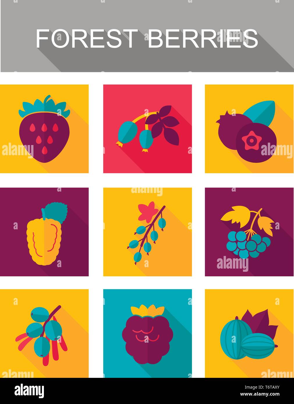 Forest berries icons set. Vector illustration for food apps and ...