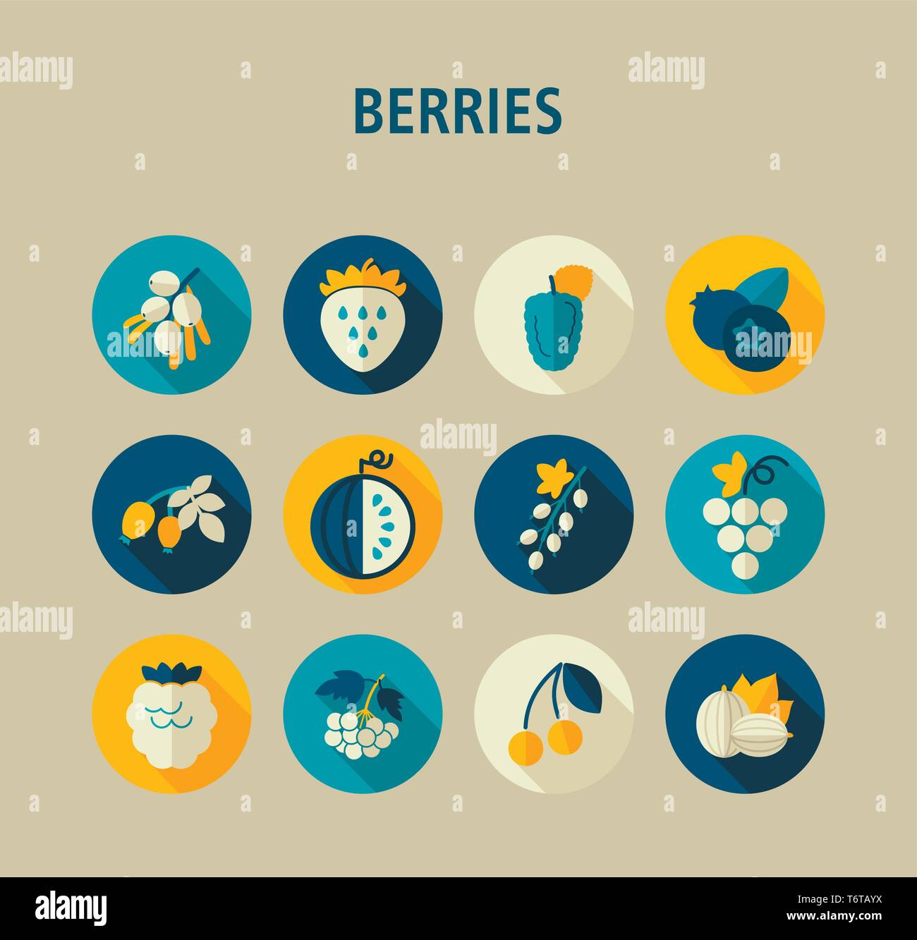 Fresh Berries icons set. Vector illustration for food apps and websites ...
