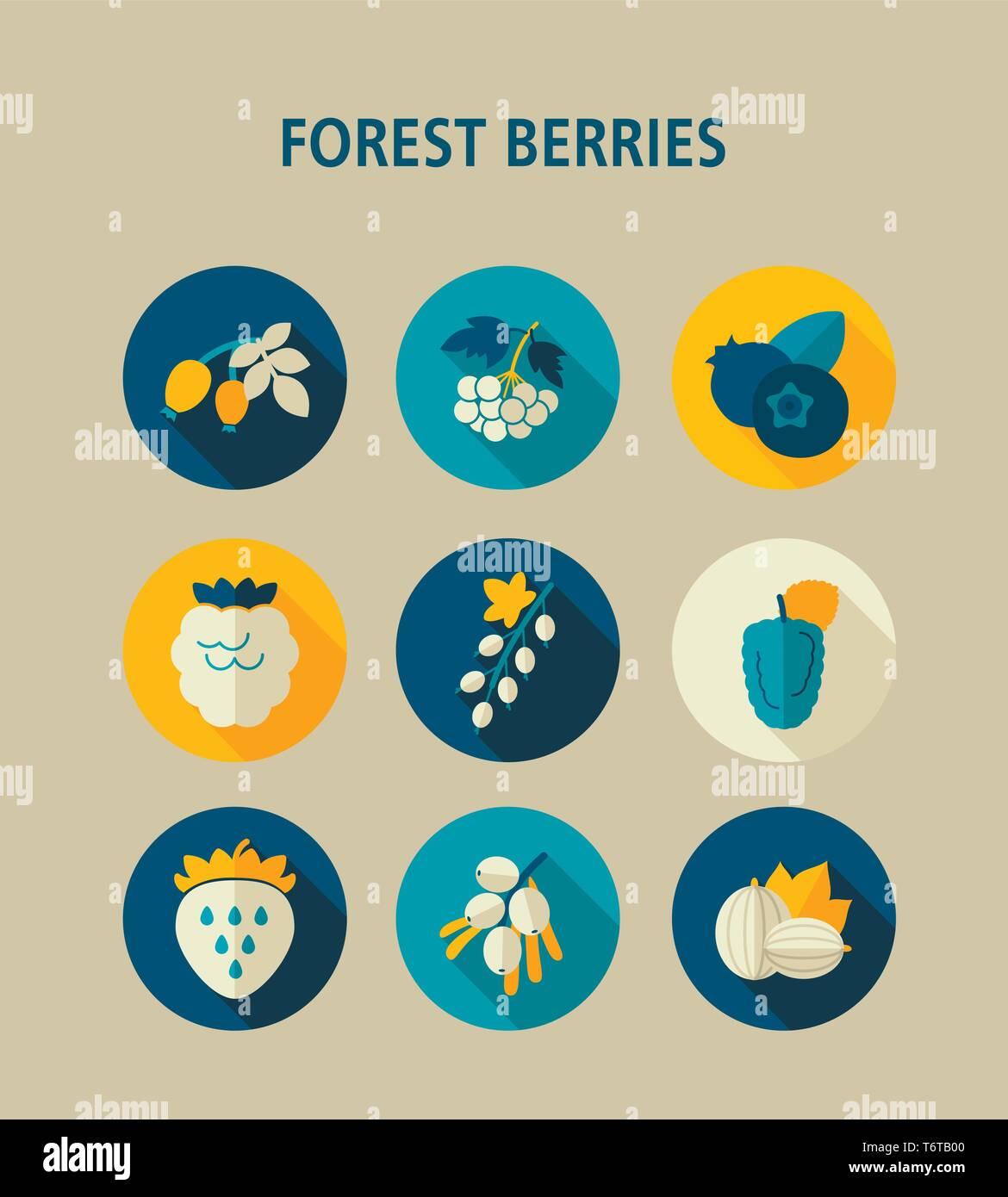 Forest berries icons set. Vector illustration for food apps and ...