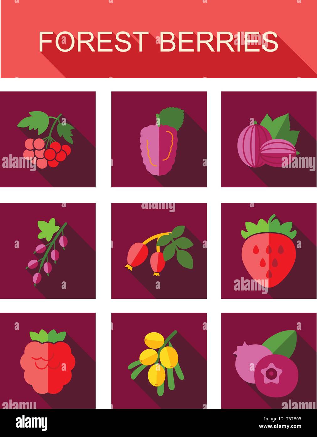 Forest berries icons set. Vector illustration for food apps and ...
