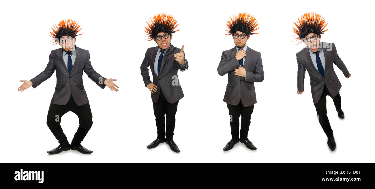 Funny man with mohawk hairstyle Stock Photo - Alamy