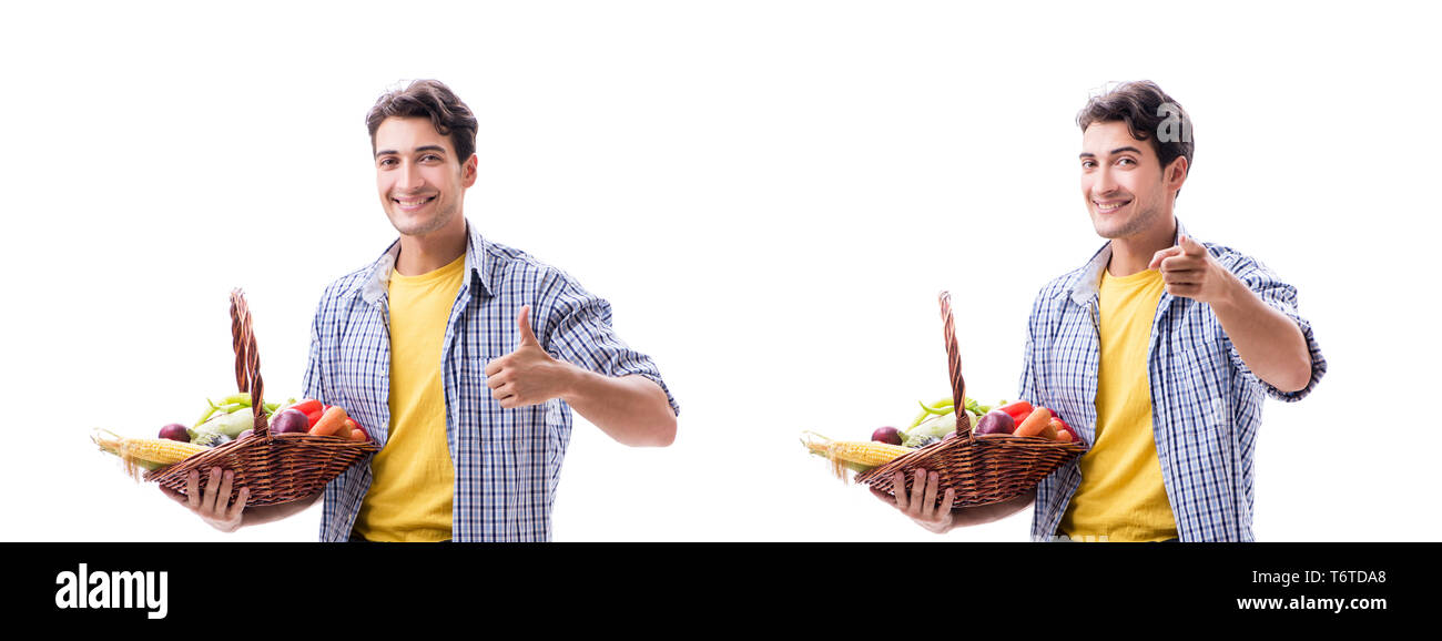 Man basket vegetables holding Cut Out Stock Images & Pictures - Alamy
