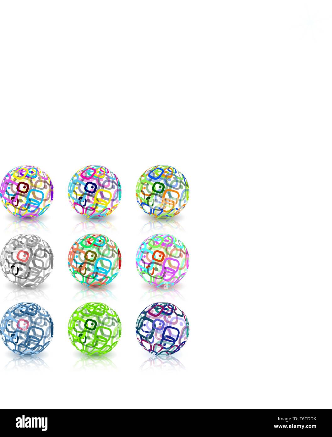 Set of abstract globes made from retro rectangles. Conceptual Technology Stock Vector Image ...