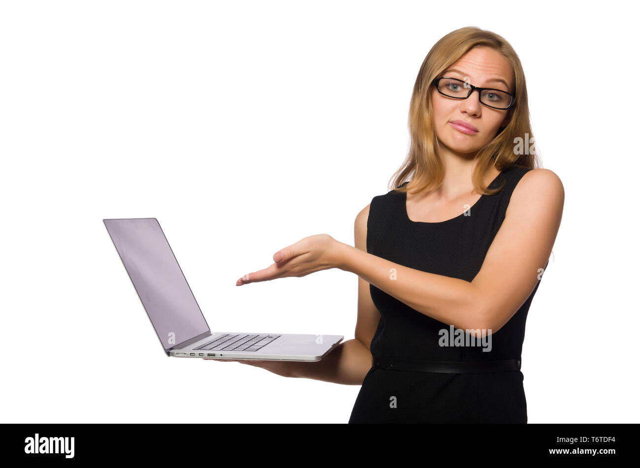 Woman laptop screen home office Cut Out Stock Images & Pictures - Alamy